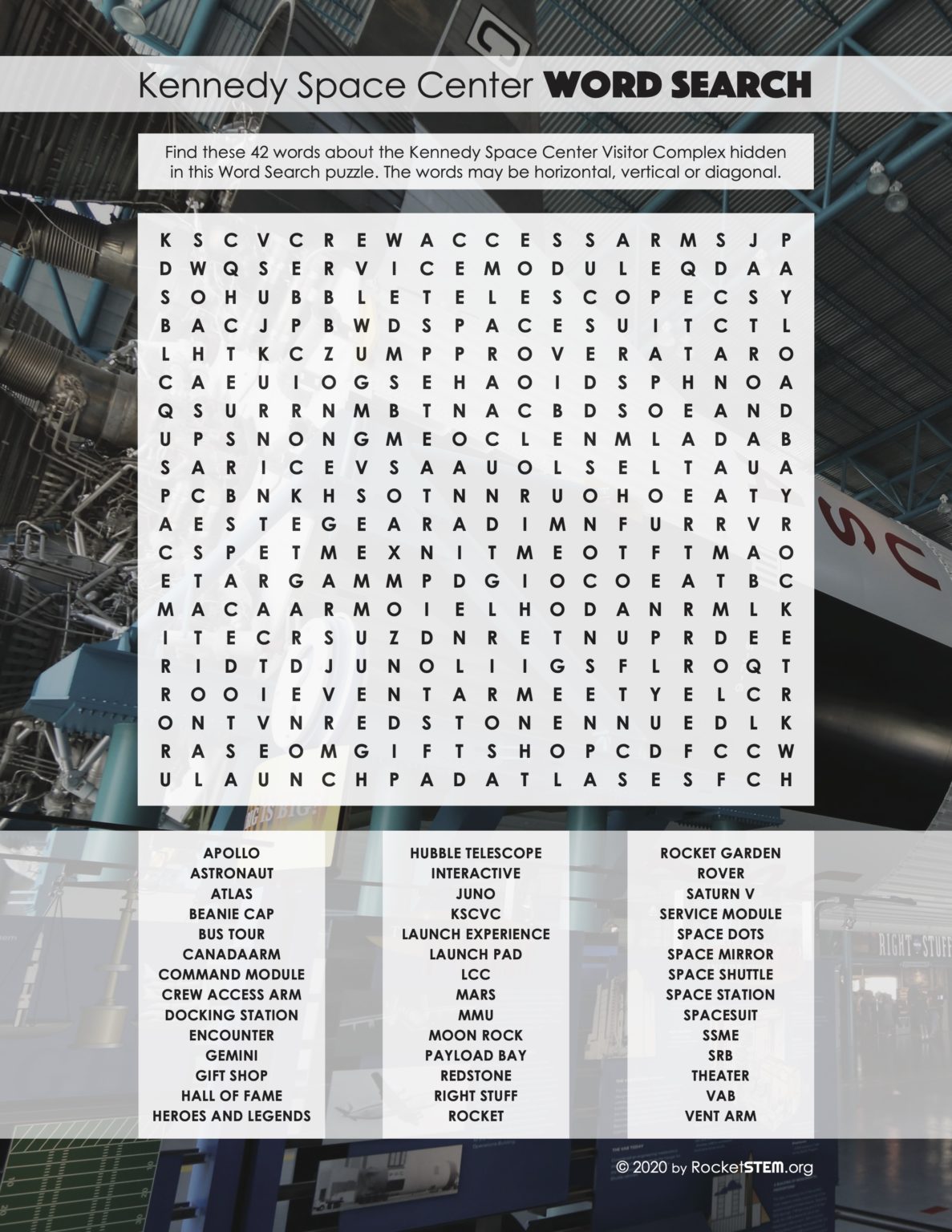 Kennedy Space Center Word Search - RocketSTEM