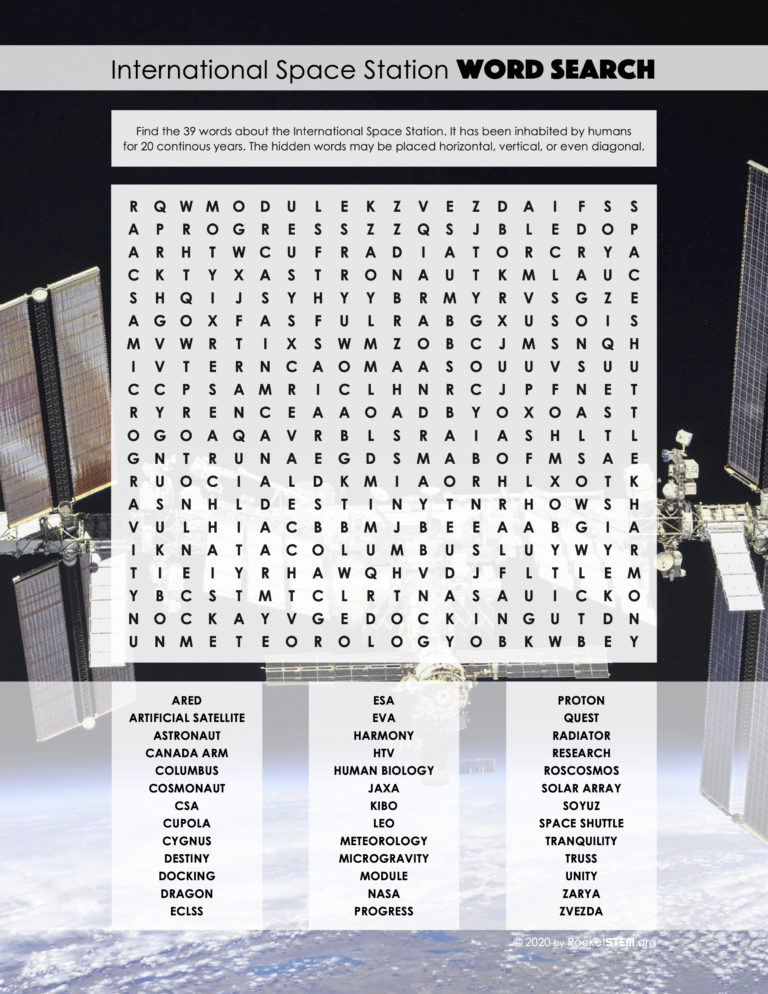 International Space Station Word Search - RocketSTEM