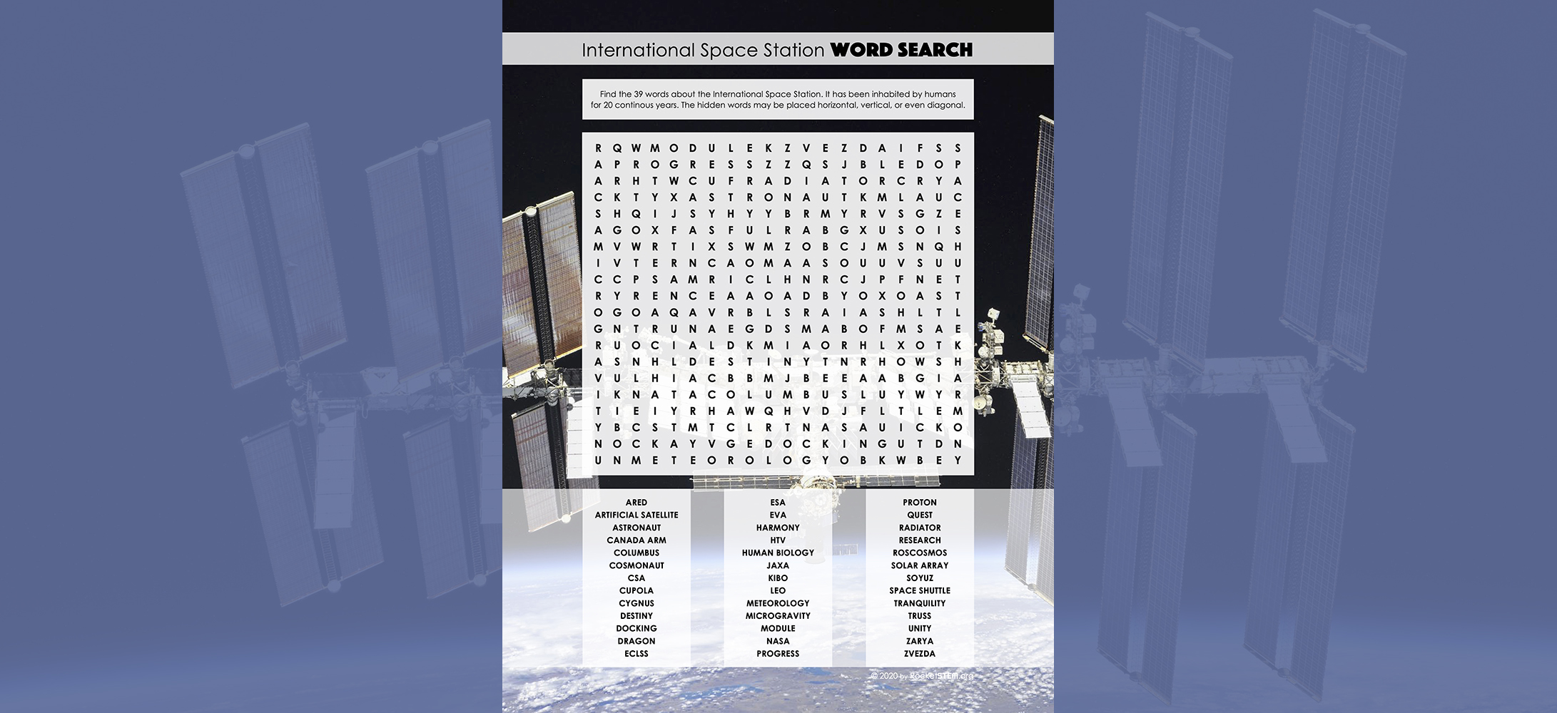 International Space Station Word Search - RocketSTEM