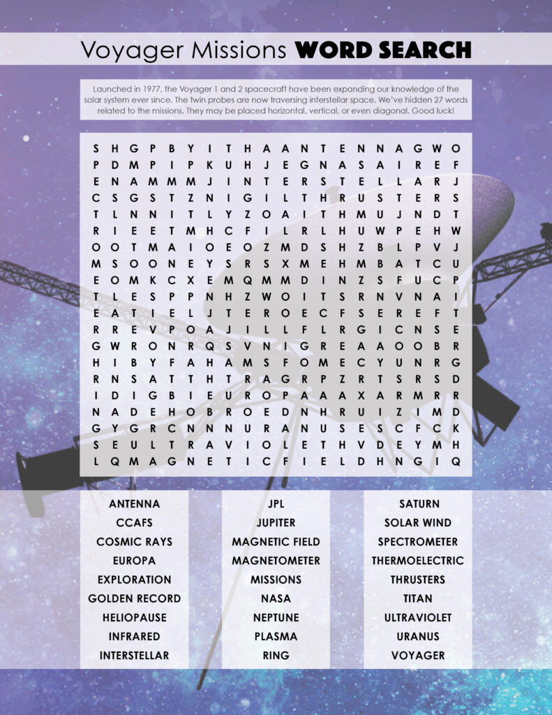 Voyager Missions Word Search - RocketSTEM